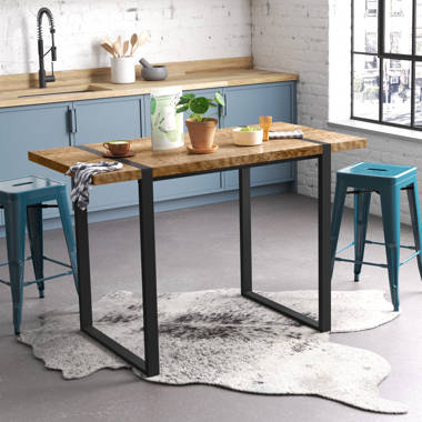 wes counter height rubberwood solid wood dining table beachcrest home